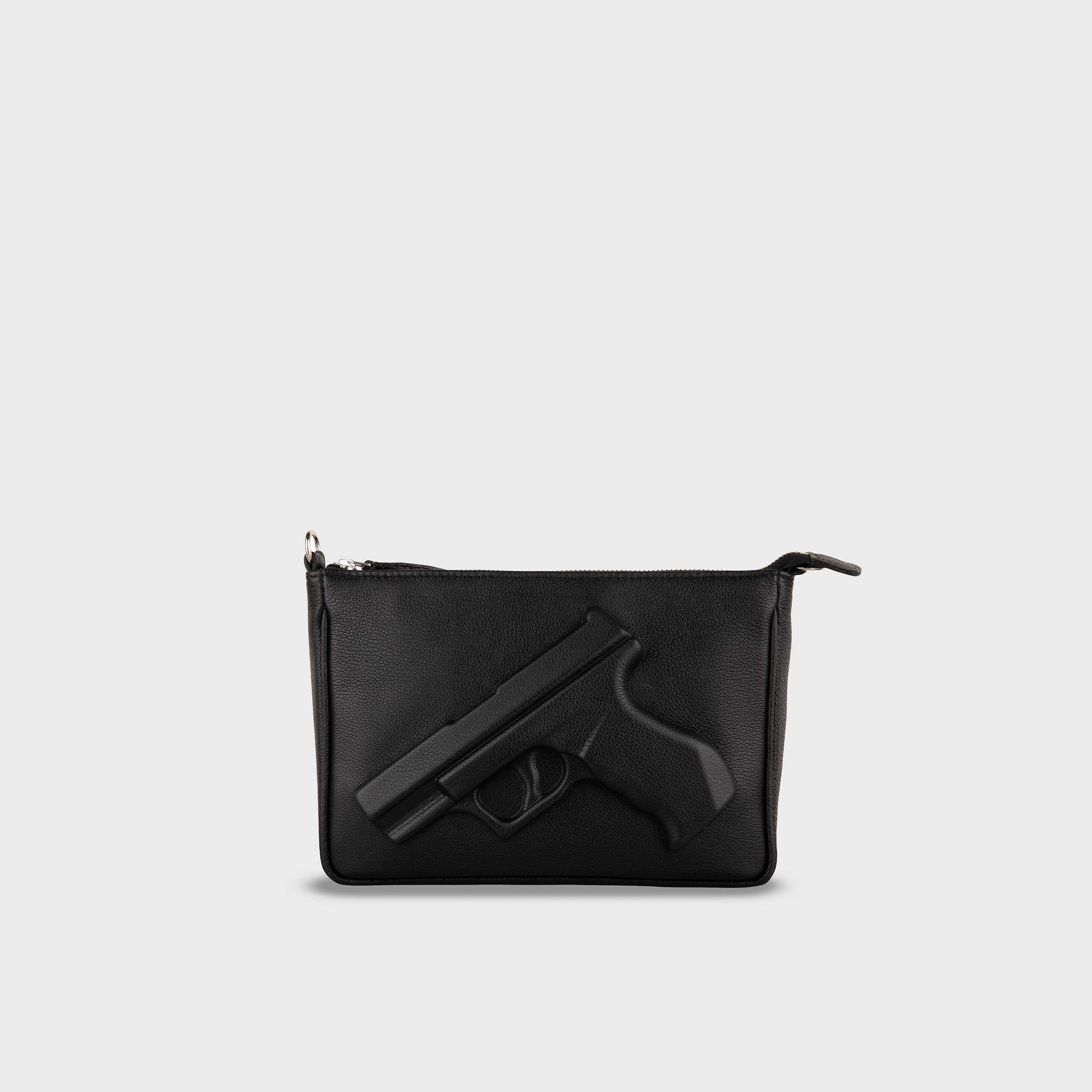 Vlieger & Vandam - Purse Gun Black, embossed leather gun bag